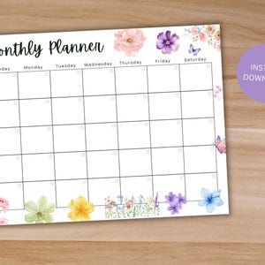 Fun Editable Monthly Planner, Printable Planner W/ Spring Flowers ...