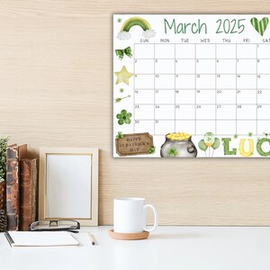 EDITABLE March 2025 Calendar, Printable Calendar 2025 W/ St Patricks ...