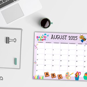 Editable August 2025 Calendar, Printable Back to School Calendar at W ...