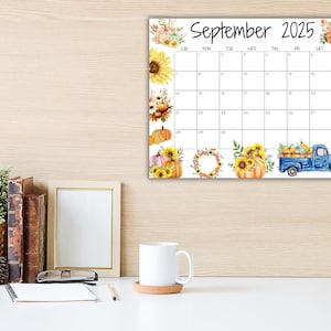 Editable September 2025 Calendar, Printable Calendar W/ Sunflowers ...