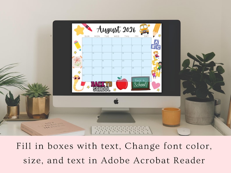 Editable August 2026 Calendar: Back to School Teacher Planner, Home ...