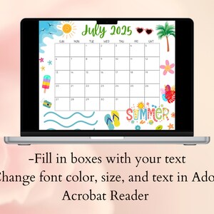 EDITABLE July 2025 Calendar, Printable School Calendar, Monthly ...