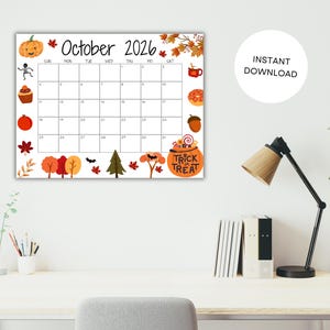 Editable October 2026 Calendar, Printable Calendar, School Calendar ...