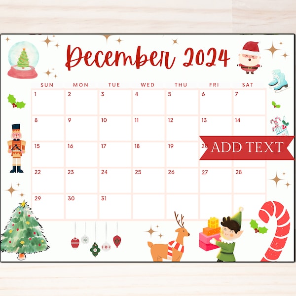 Christmas Calendar Printable - Etsy