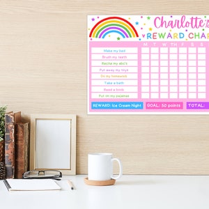 EDITABLE Rainbow Chore Chart, Girls Reward Chart, Sticker Chart ...