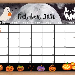 Editable October 2026 Calendar, Printable Calendar, 2026 Spooky ...