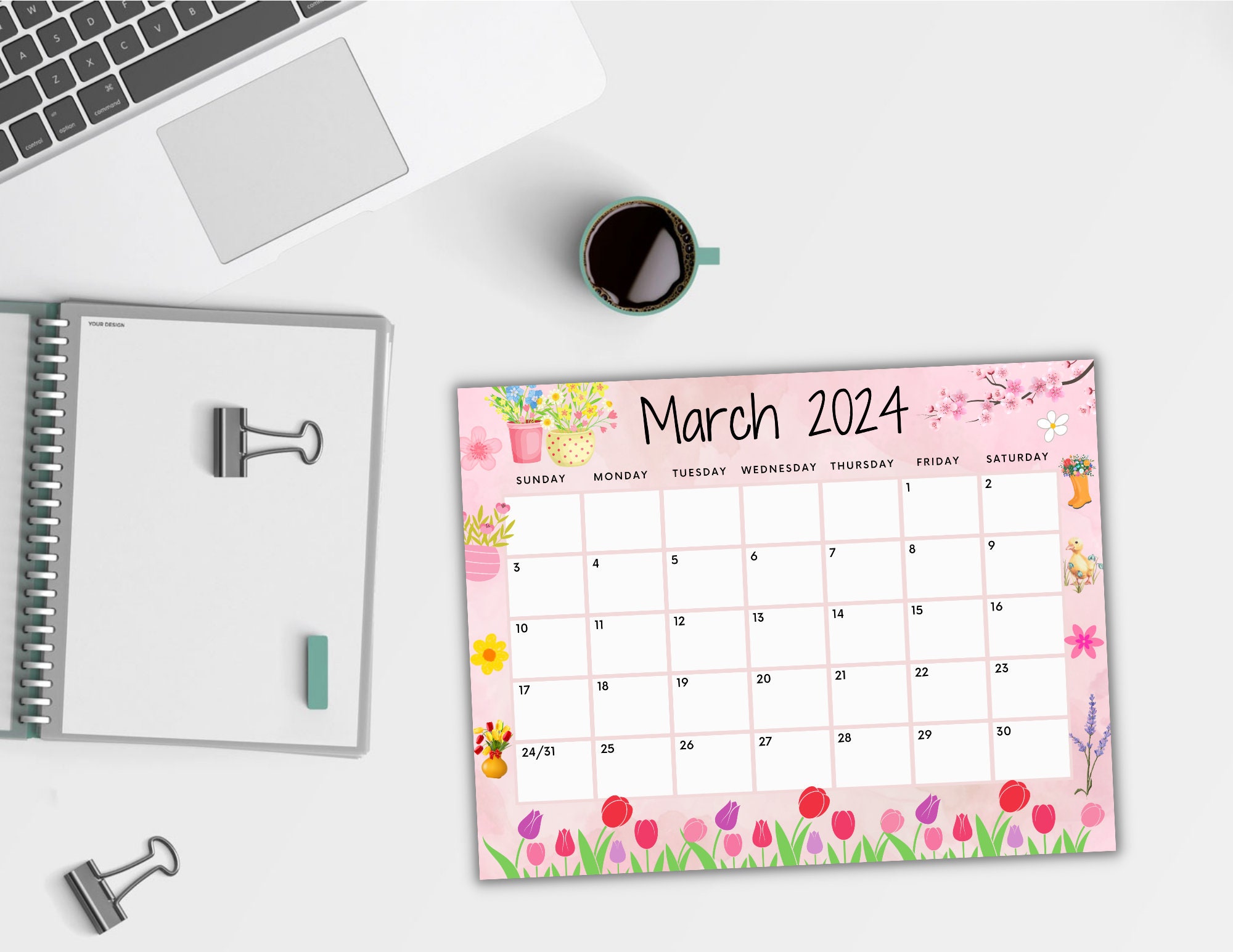 EDITABLE March 2024 Calendar Printable Wall Calendar 2024 - Etsy España