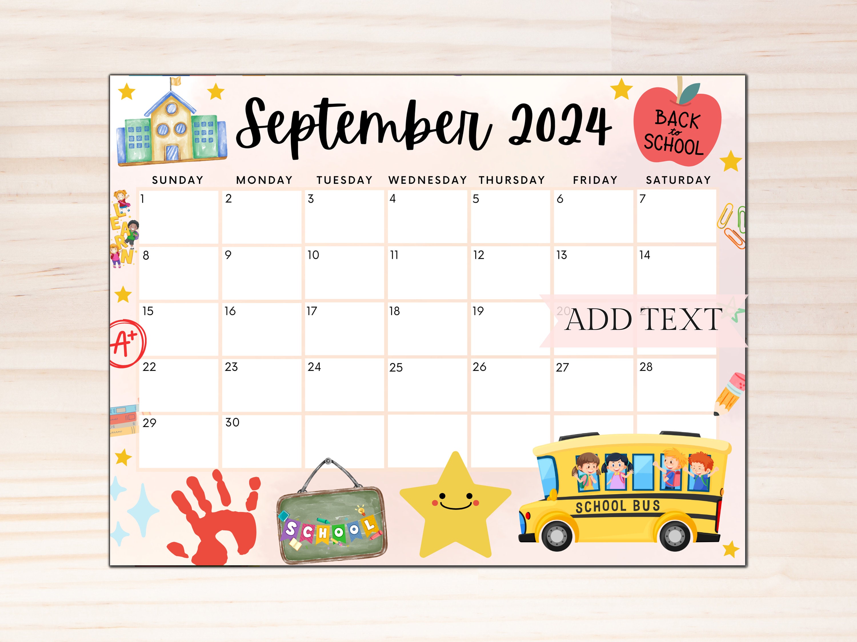 Editable September 2024 Calendar, Cute Printable Calendar, Back to ...