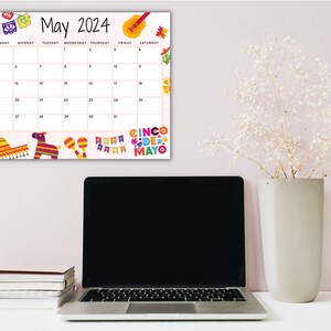 EDITABLE May 2024 Calendar, Printable Cute Pink Cinco De Mayo Calendar ...