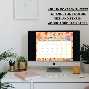 Editable November 2026 Calendar, Printable Wall Calendar,cozy Fall ...