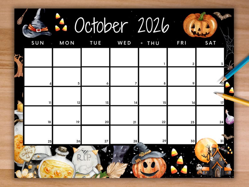 Editable October 2026 Calendar, Printable Calendar, School Calendar ...
