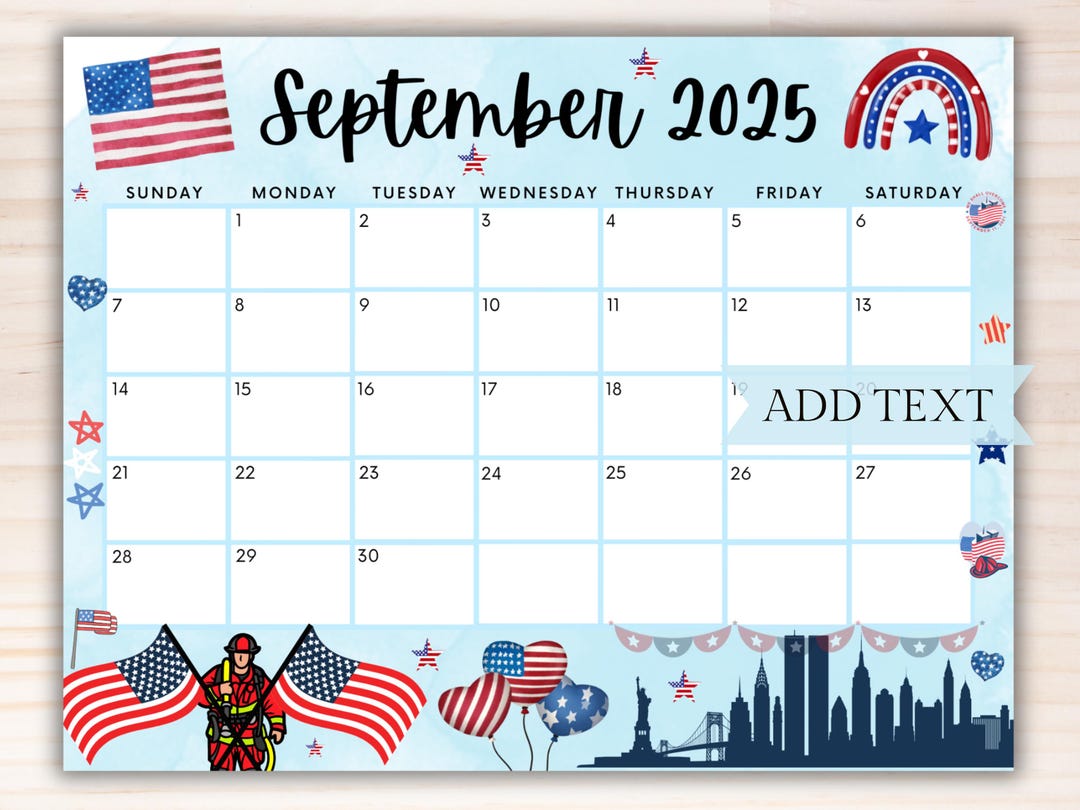 Editable September 2025 Calendar, Printable Fillable Calendar ...