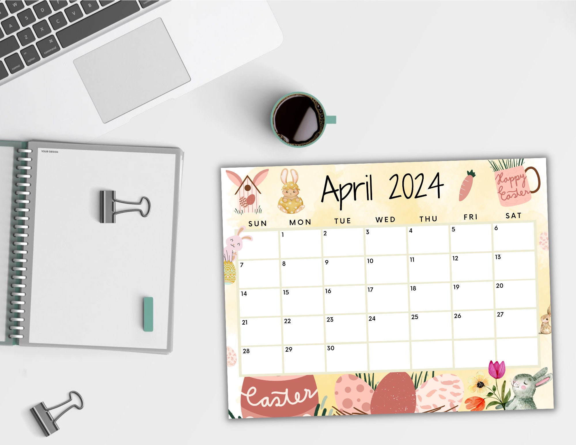 EDITABLE April 2024 Calendar Printable Wall Calendar 2024 - Etsy Canada
