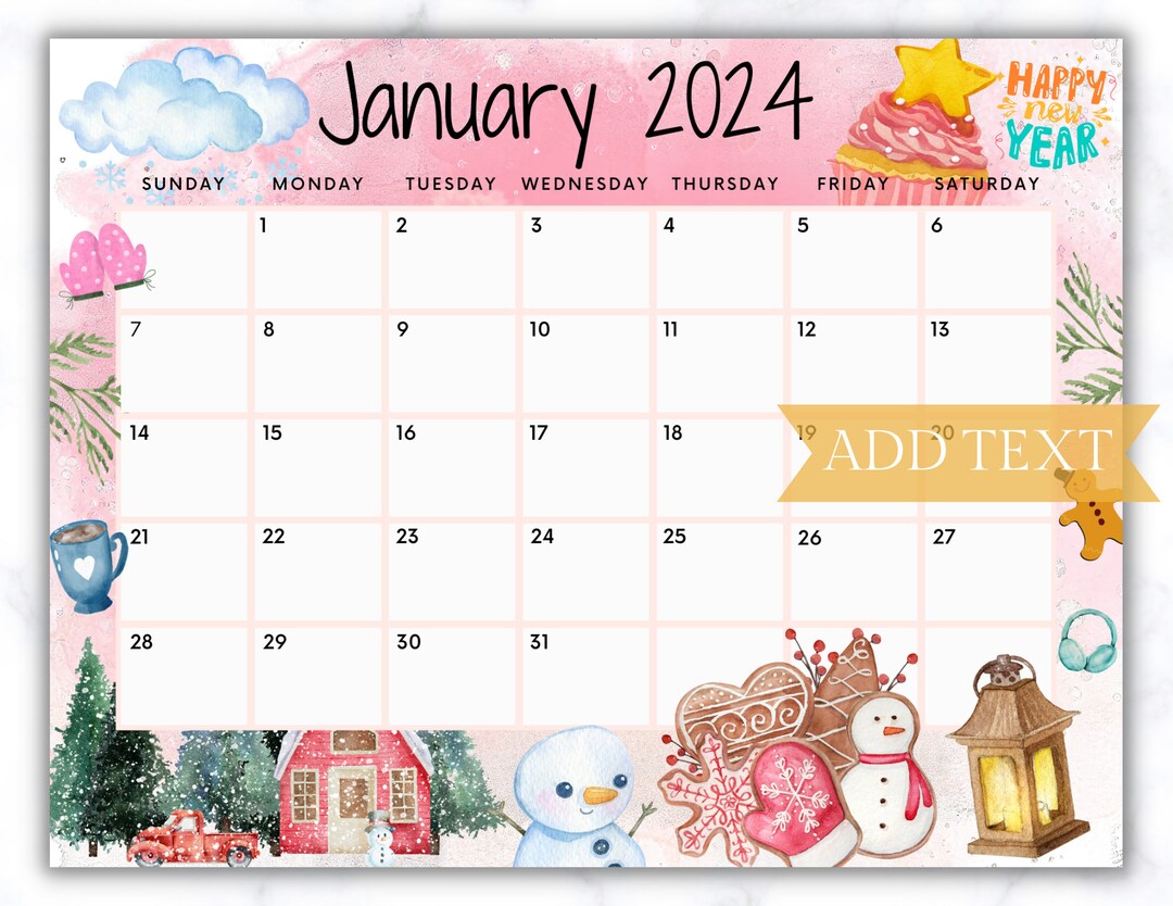 Buy Editable January Calendar 2024 Printable Wall Calendar 2024 Online ...
