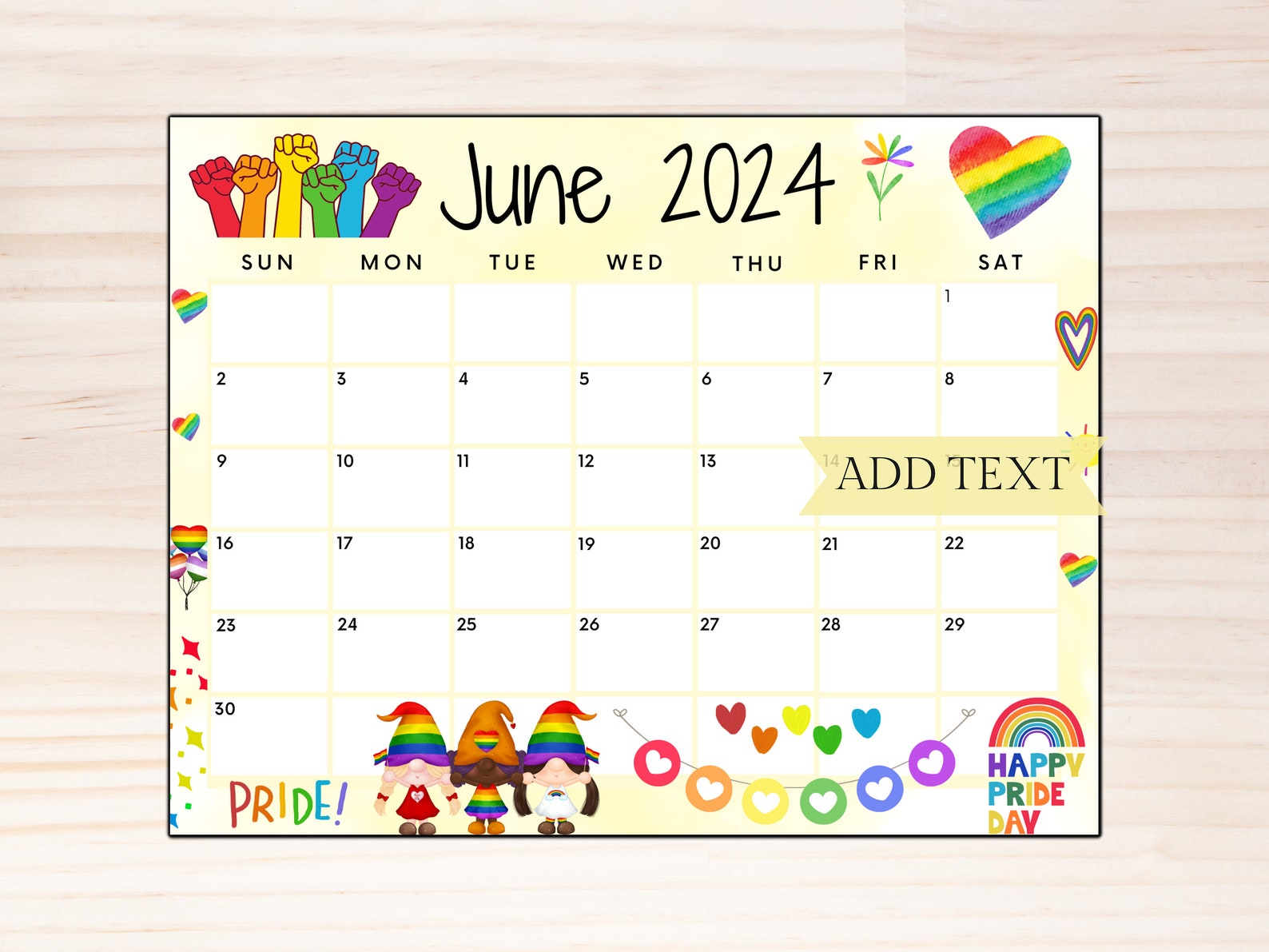 EDITABLE June 2024 Calendar, Printable Calendar, Pride Month Calendar ...