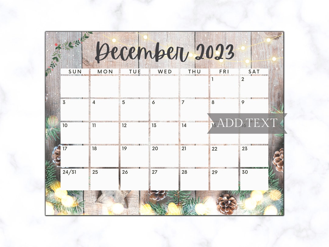 Printable December Calendar 2023 Christmas Calendar Holiday - Etsy Denmark