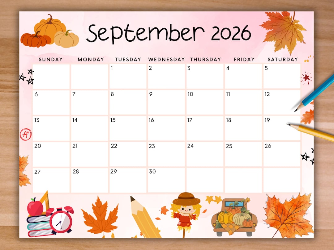 Editable September 2026 Calendar, Cute Printable Calendar, Back to ...