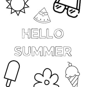 Printable Hello Summer Coloring Pages - Coloring Pages to Download - Etsy