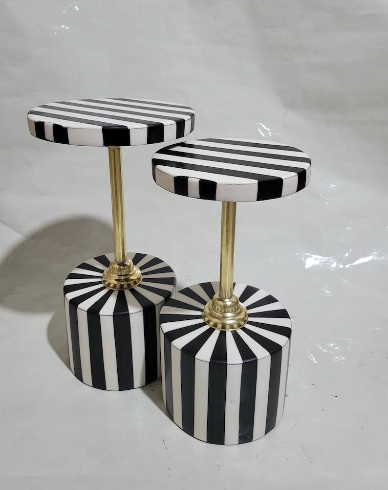 Handmade Walnut Round Table Unique Wood Art Side Table With White Resin ...