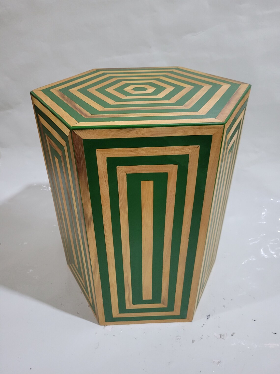 Hexagonal Side Table, Cedar Coffee Table, Carved Decor, Side Table Sofa ...