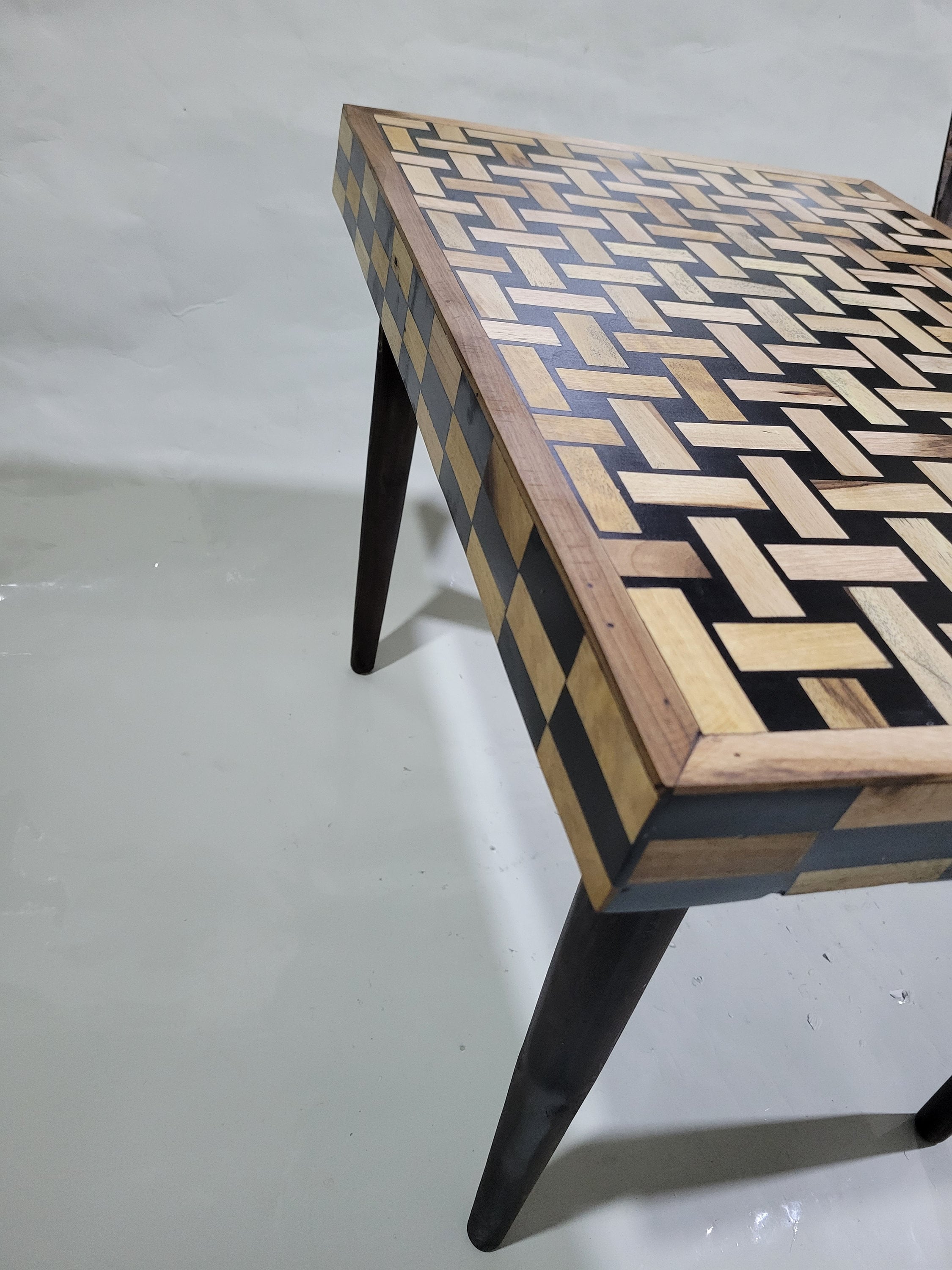 The Small Moroccan Table Made of Walnut Wood and White Resin - Etsy