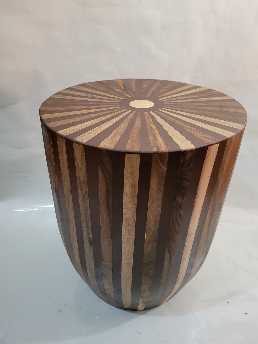 Round Table Unique Round Wooden Striped Side Table, Exquisite ...