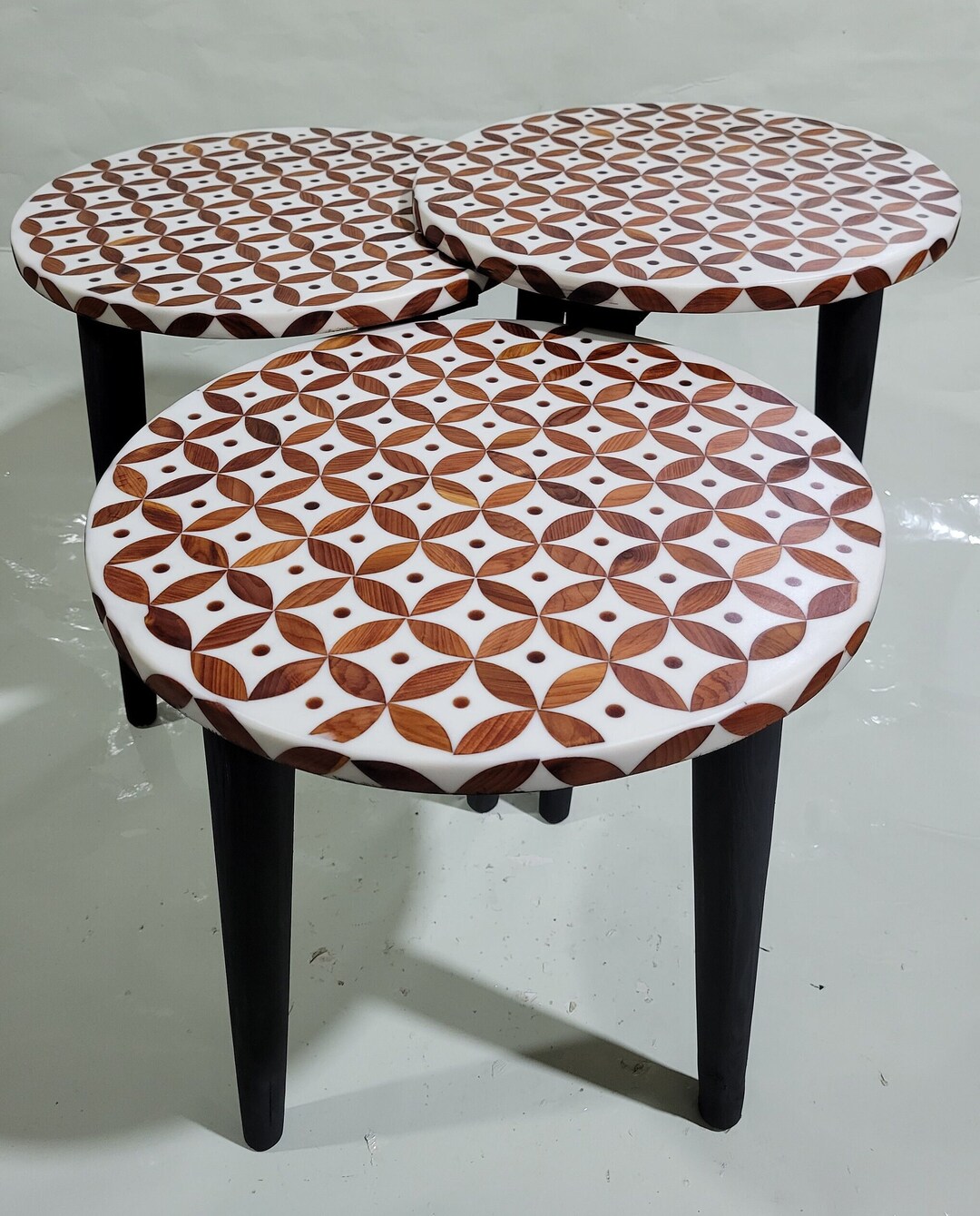 Set of 3 Arabic Tables/decorative Wooden Table, Coffee Table, Carved ...