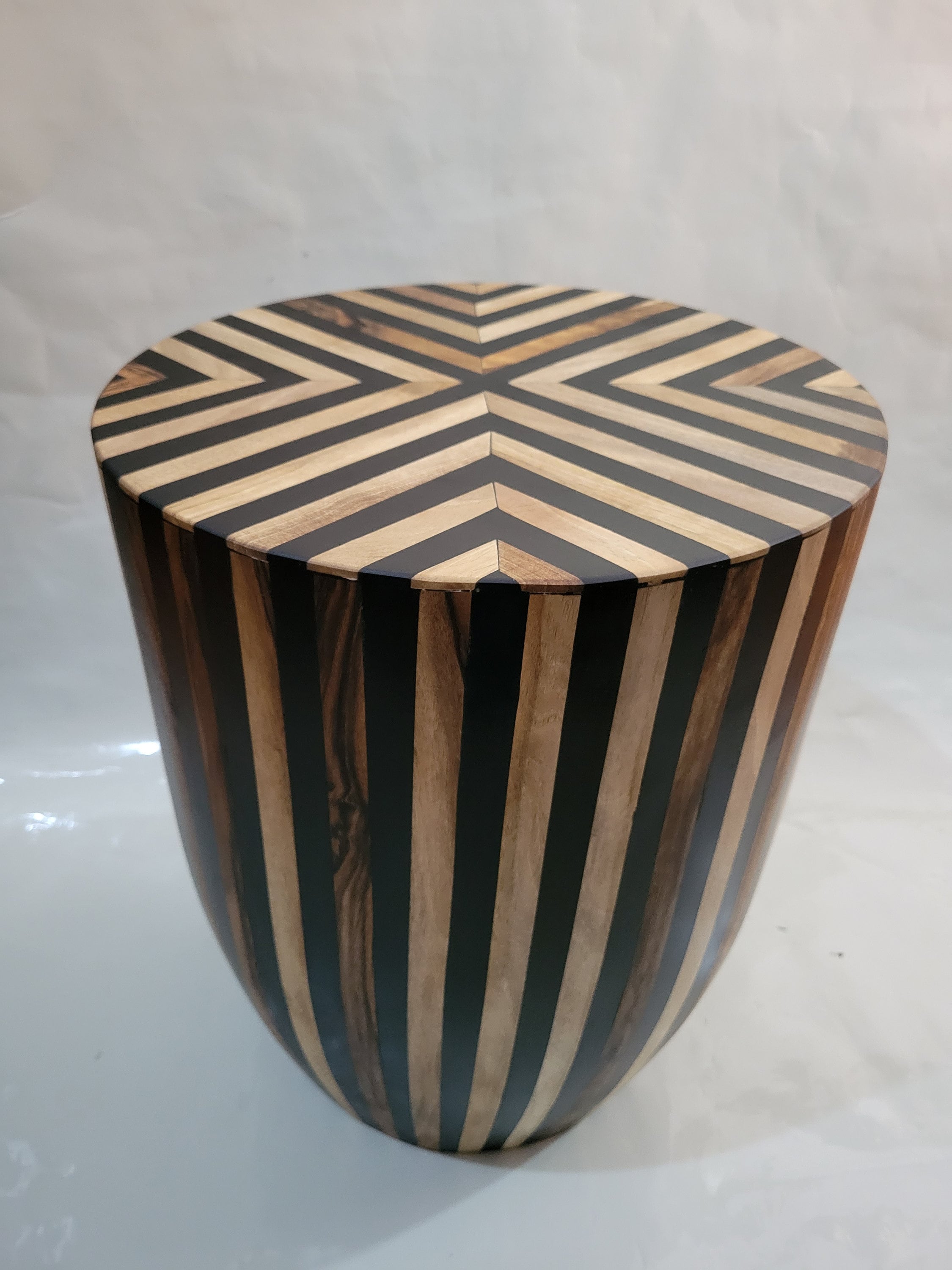 Cylindrical Table Striped Table in Walnut and Resin. - Etsy