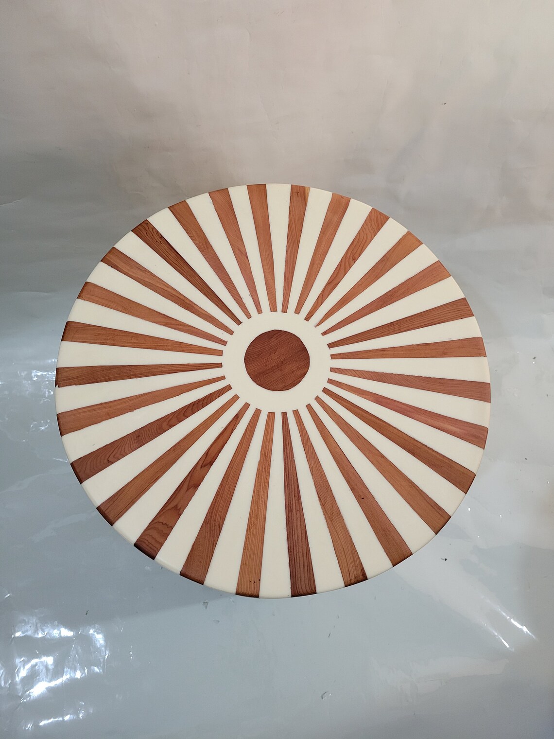 Stunning Handmade Cedar Round End Table Art Unique Piece of Wood Side ...