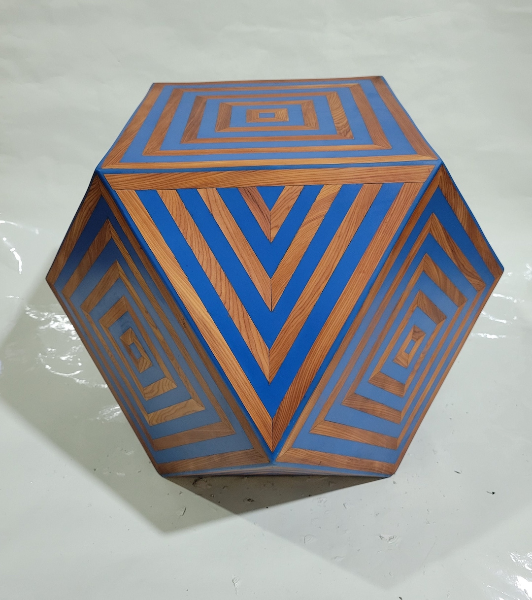 Moroccan Cedar and Blue Resin Coffee End Table, Handcrafted Wood Decor ...