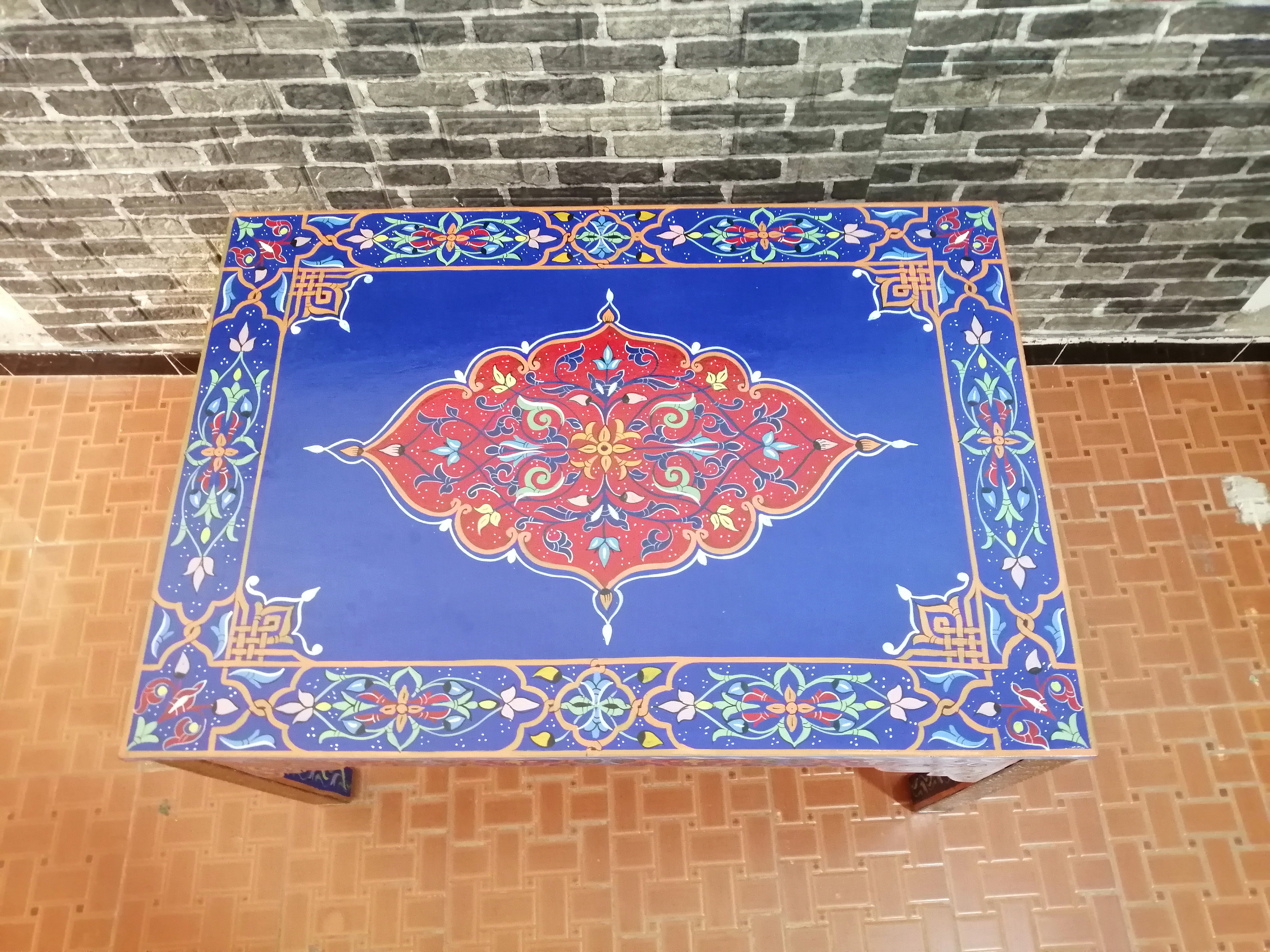 Moroccan Table Decorated With Moroccan Motifs in Copper-plated Colors ...