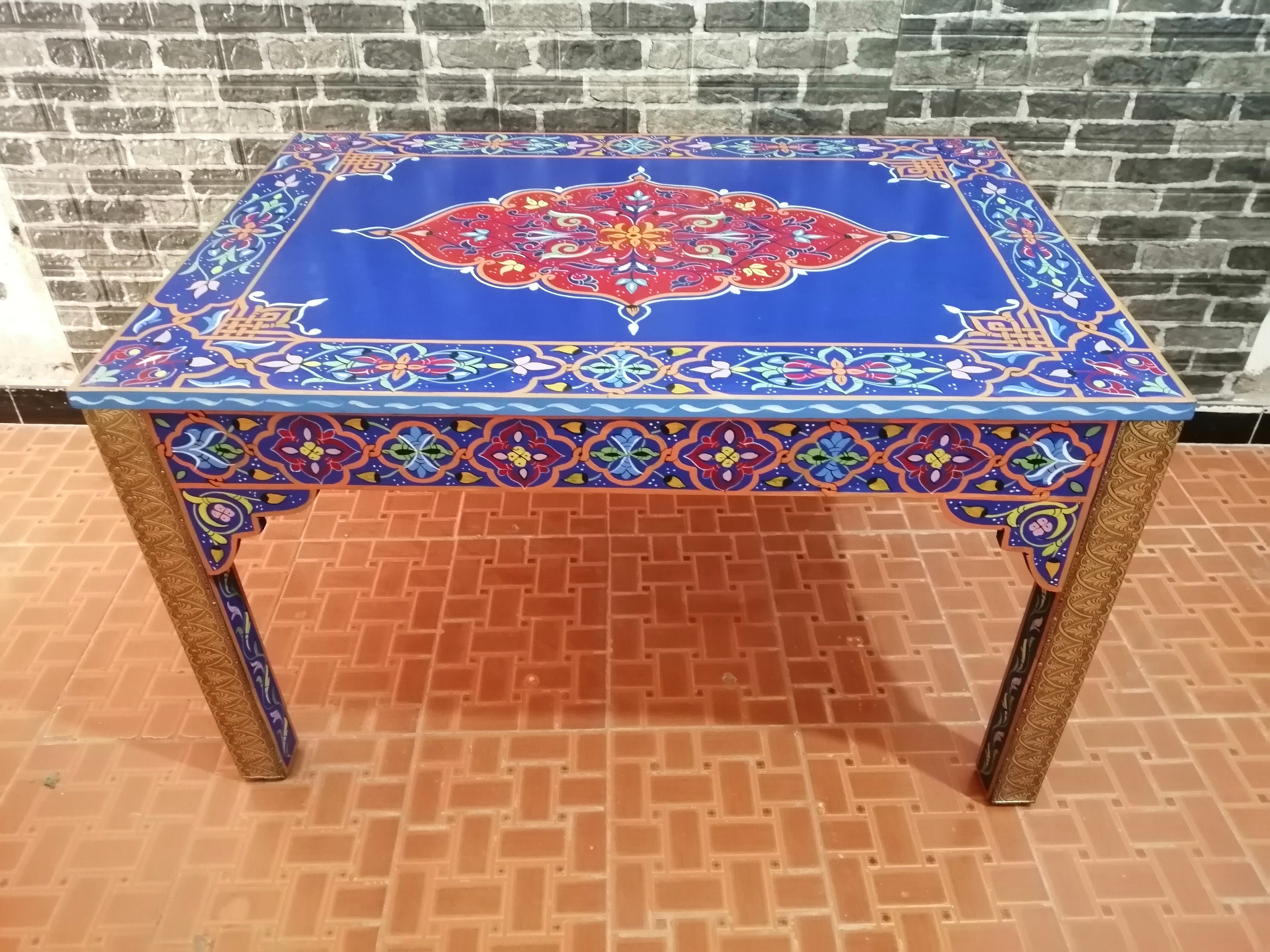 Moroccan Table Decorated With Moroccan Motifs in Copper-plated Colors ...