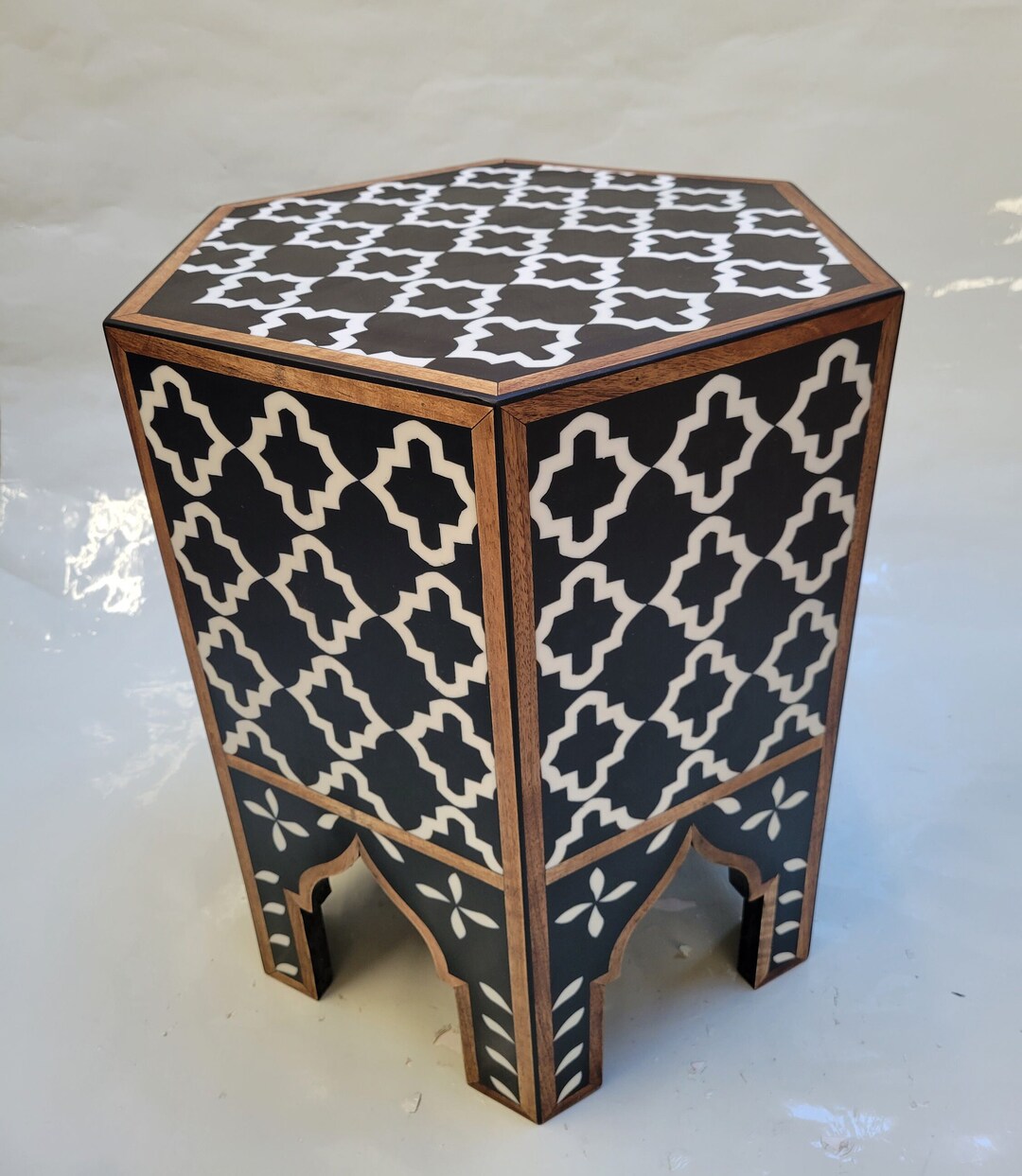 Handmade Moroccan Walnut Hexagon Table: Boho Oriental Decor - Etsy