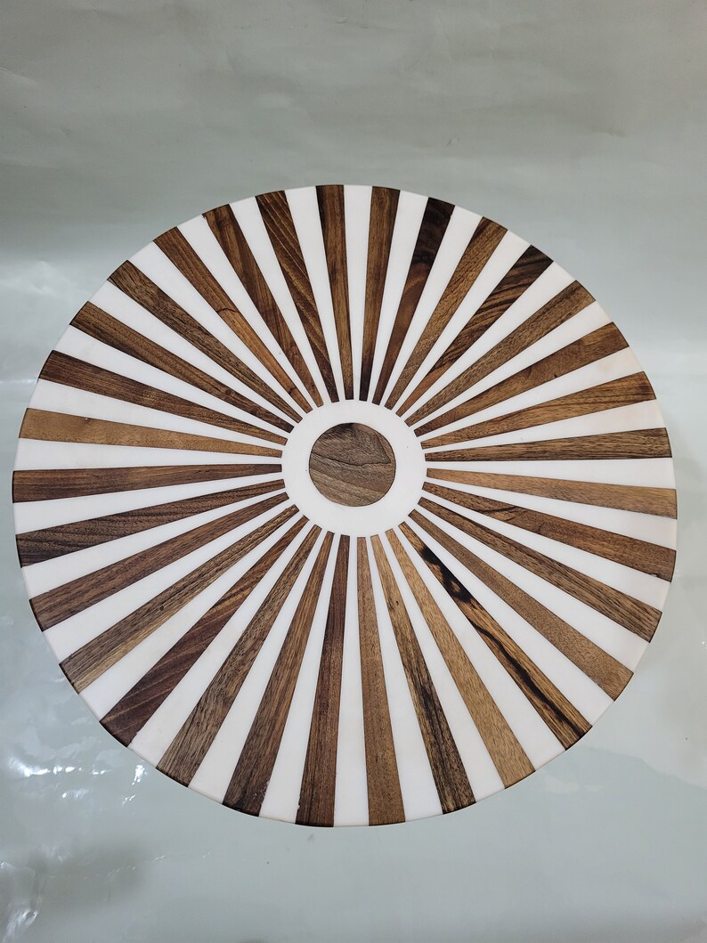 Three Tiered Tables Made of Walnut Wood and Resin. an Elegant Round ...