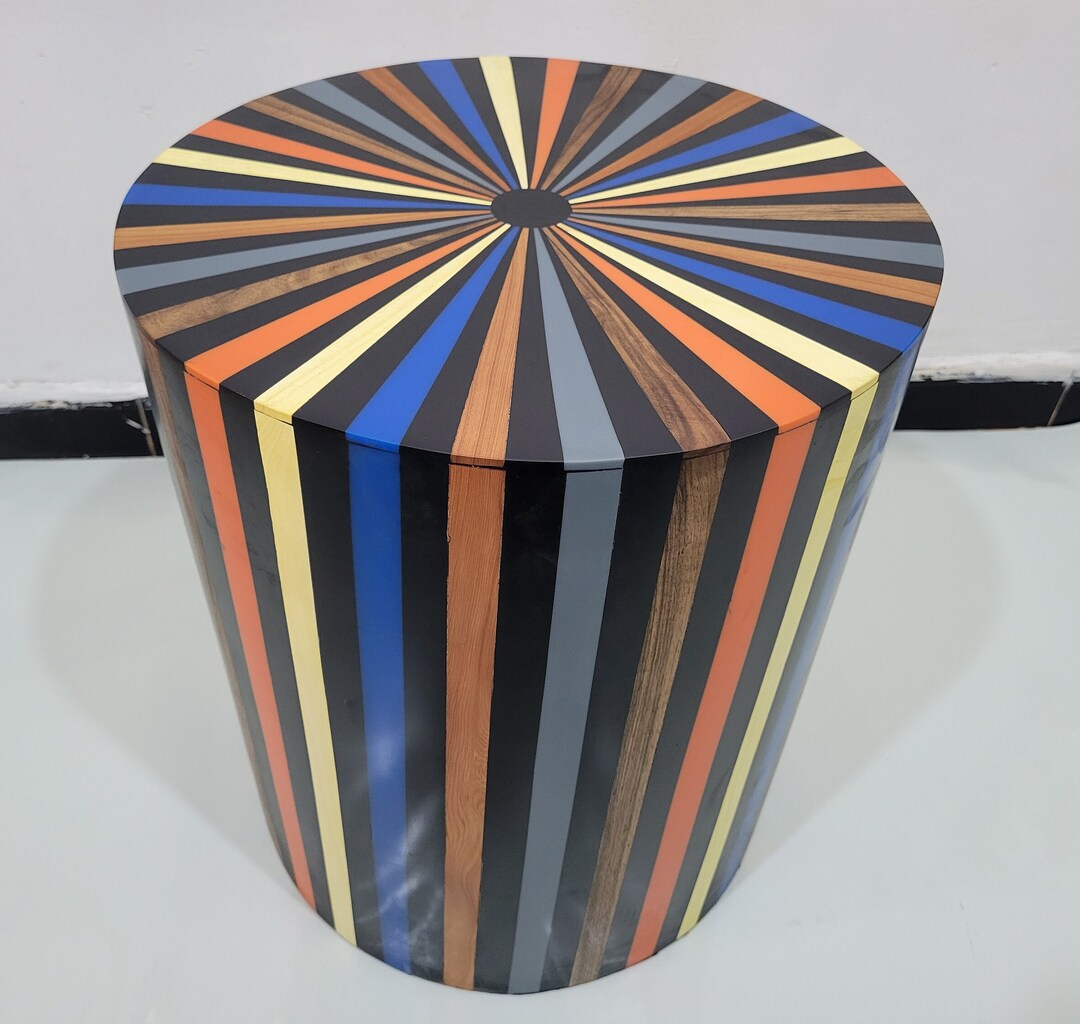 Colorful Table Made of Walnut Wood, Lime Wood, Cedar Wood and Resin - Etsy
