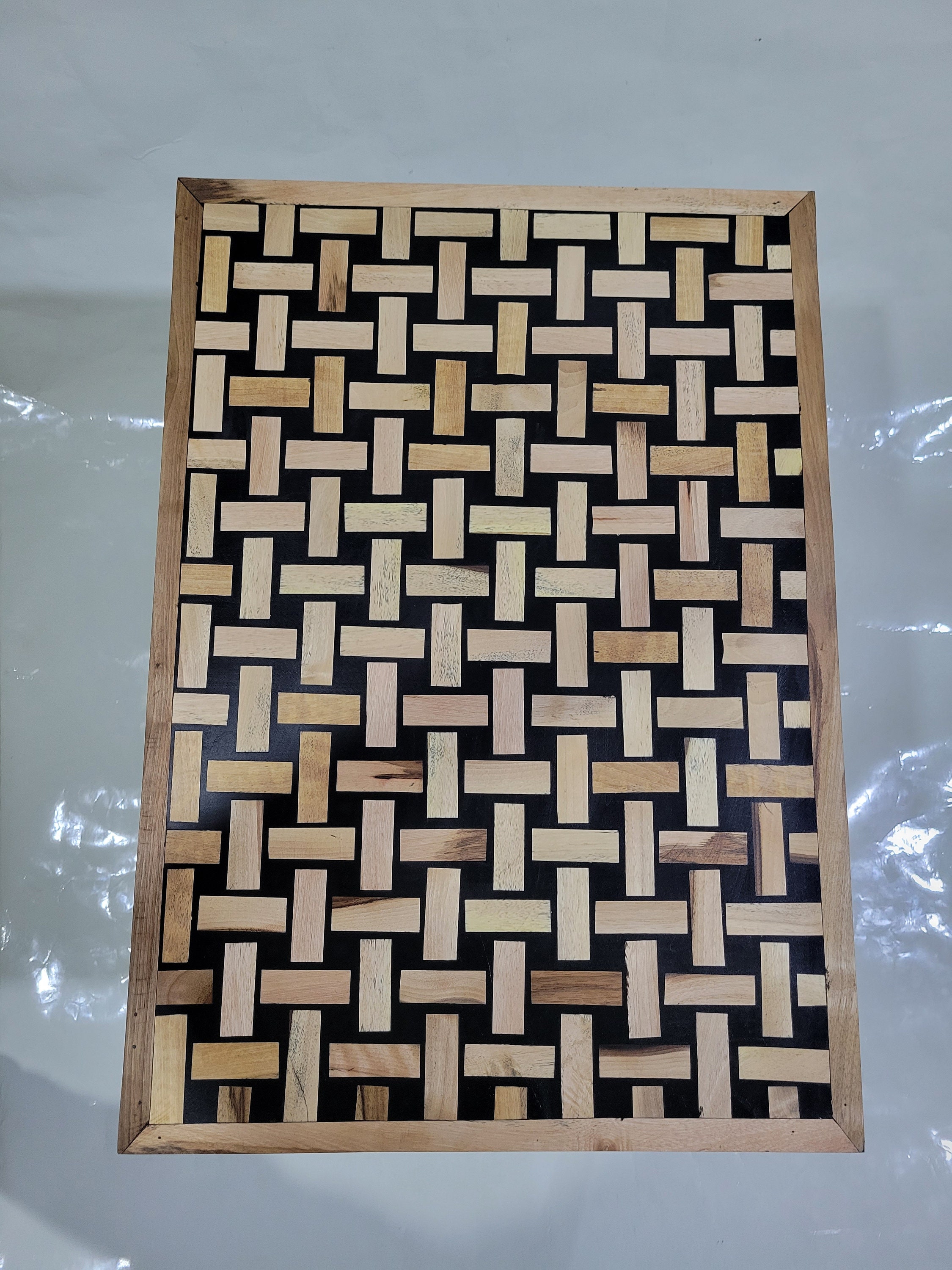 The Small Moroccan Table Made of Walnut Wood and White Resin - Etsy