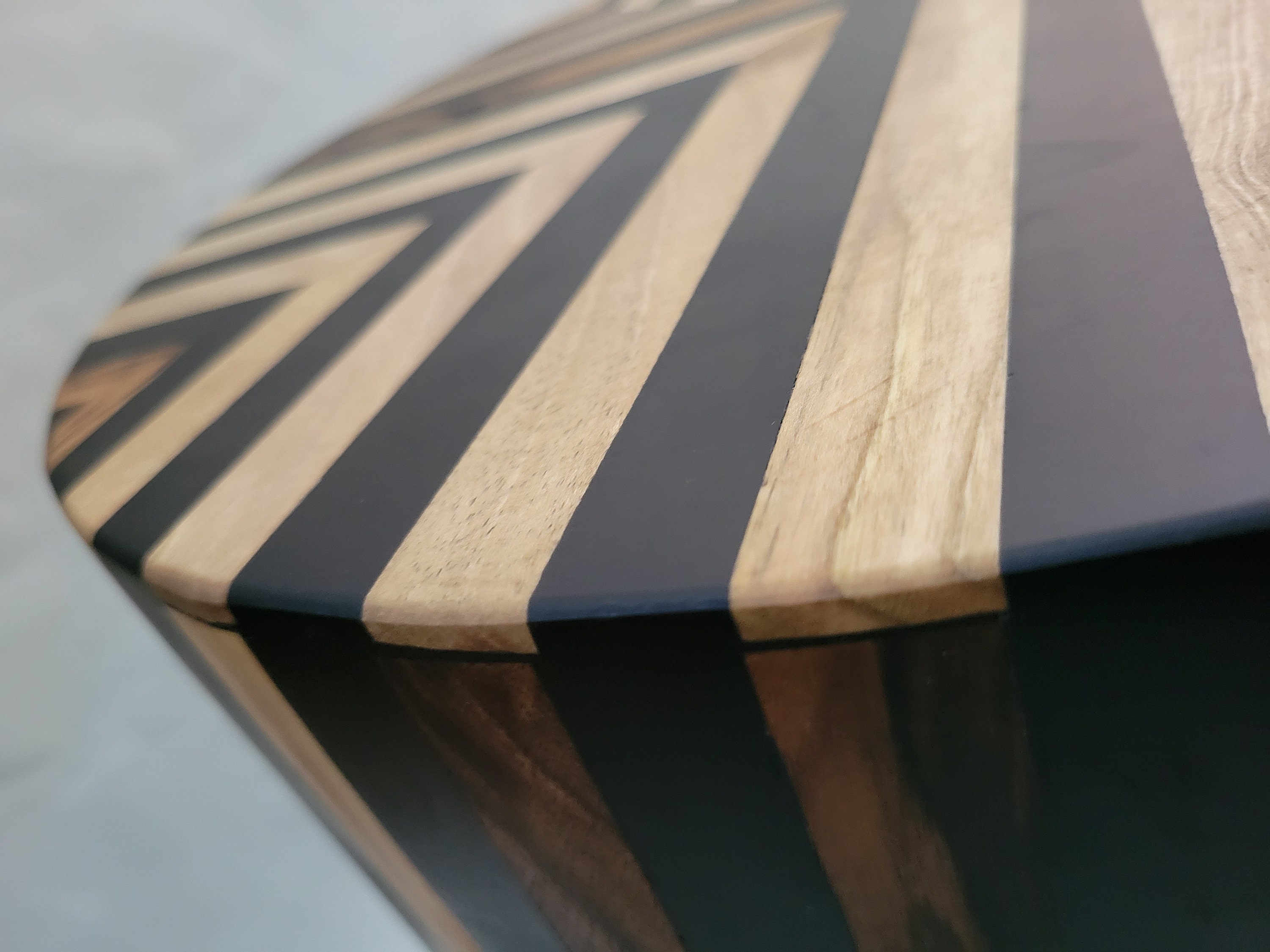 Cylindrical Table Striped Table in Walnut and Resin. - Etsy