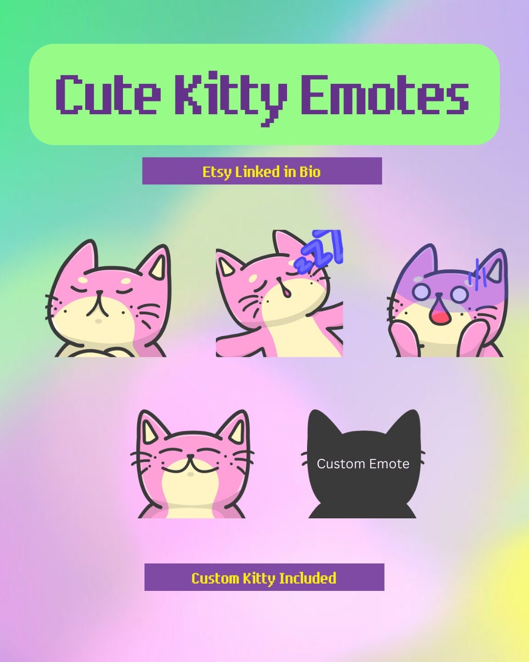 4 Cute Kitty Emotes 1 Free Emote Included - Etsy