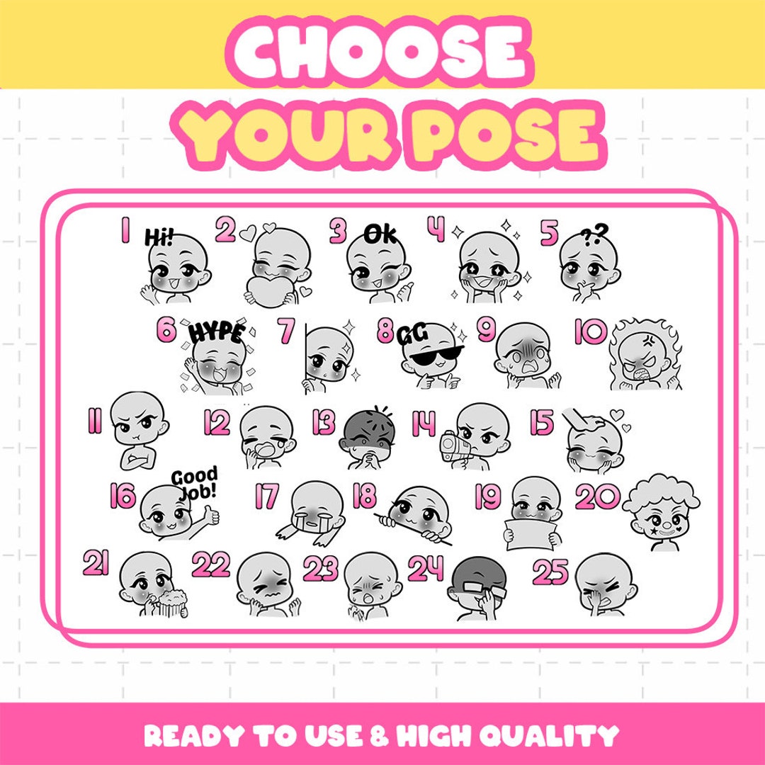 Twitch Emote Base, Girl/female Emotes, Procreate Stamps & Brush - Etsy