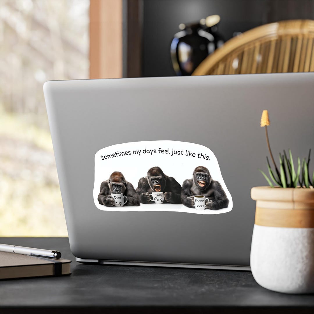 Three Gorillas Sticker, Gift, Funny, Cute, Relatable Minimalist ...