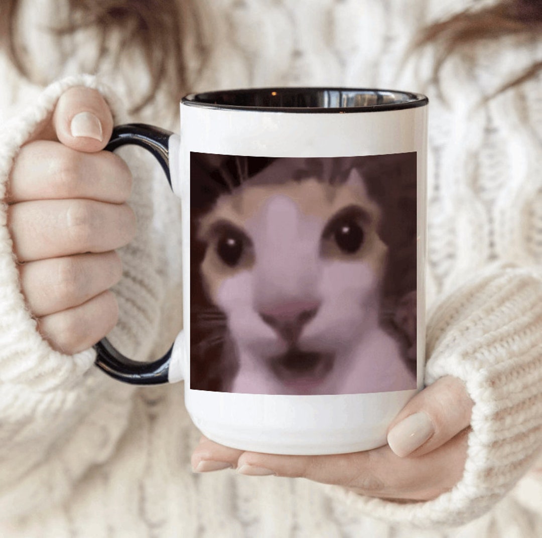 Meme Cat Mug, Funny Cat, Meme, Shocked Cat, Surprised Cat, Funny Gift ...