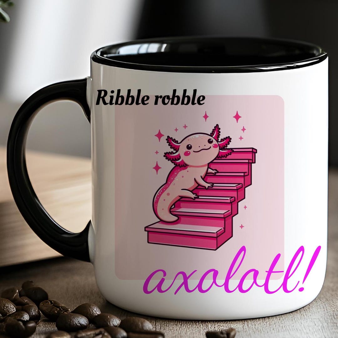 15oz Axolotl on the Pink Stairs Mug, Funny Meme Tiktok, Funny Gift ...