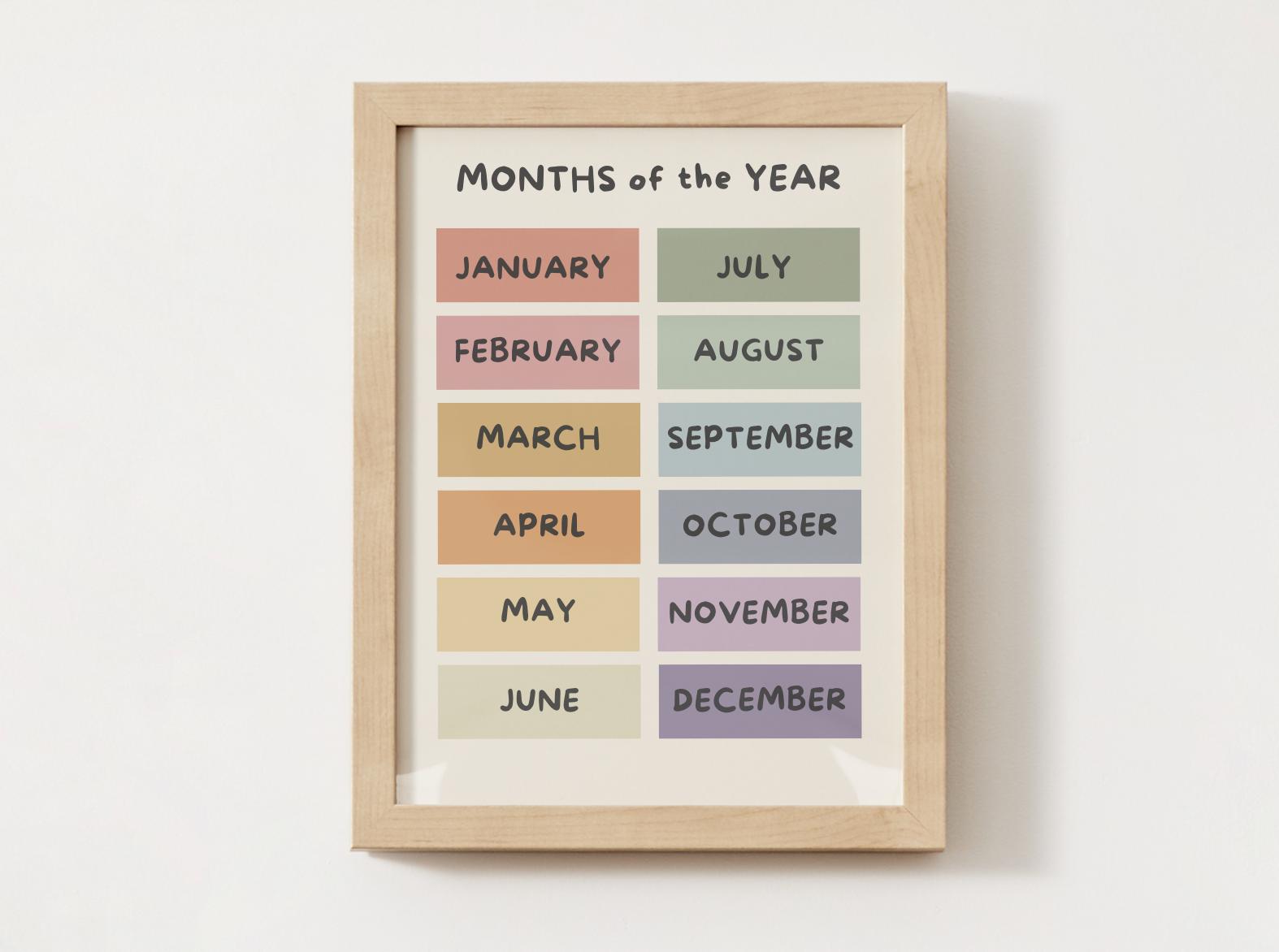 Months of the Year | Digital Print - Educational Print, Kids Playroom ...