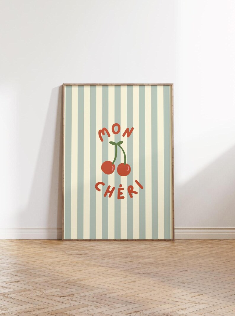 Mon Cheri | Digital Print - Printable Wall Art, French Poster, Cherry ...