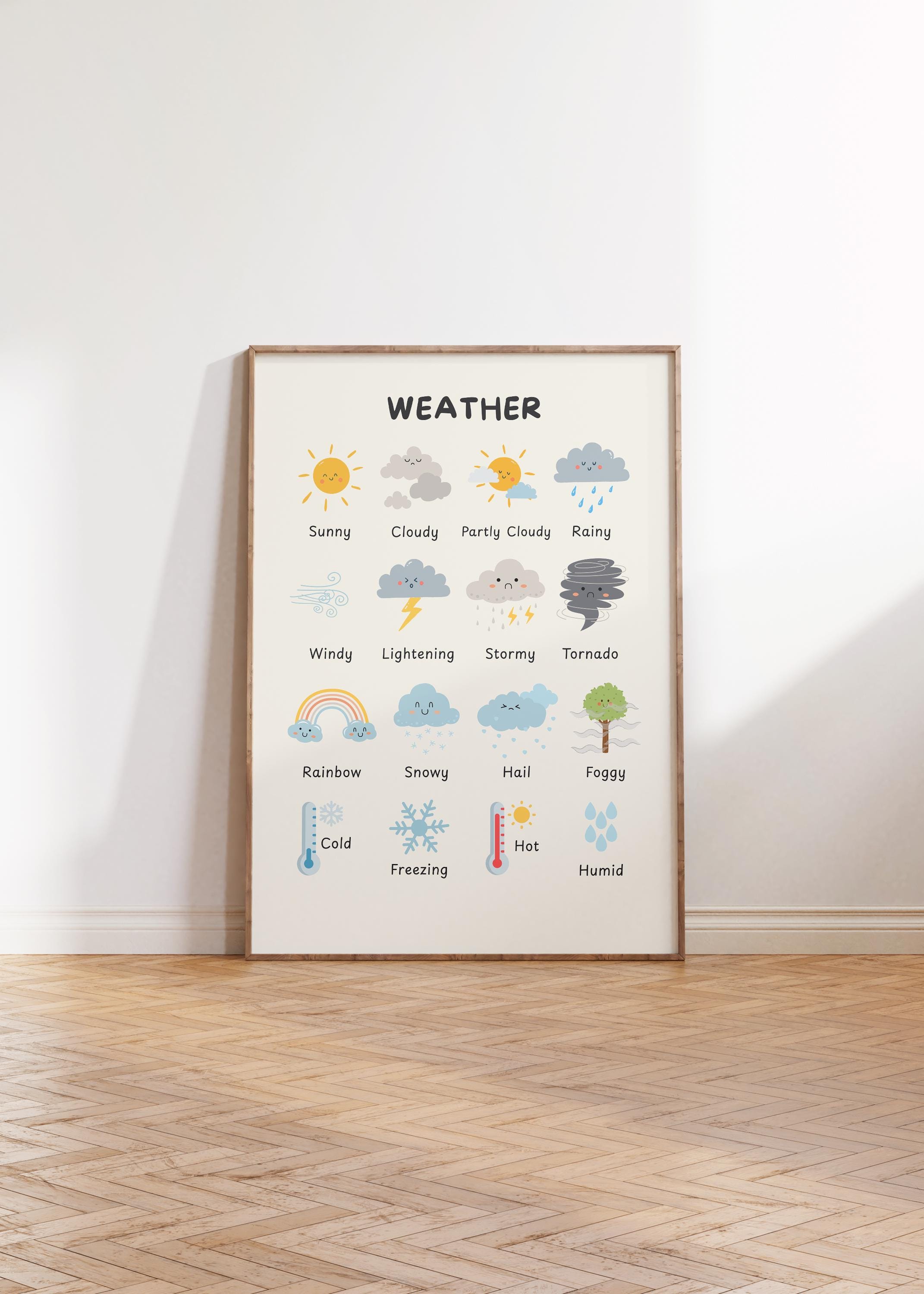 Weather Educational Poster | Digital Print - Nursery Decor, Kids ...