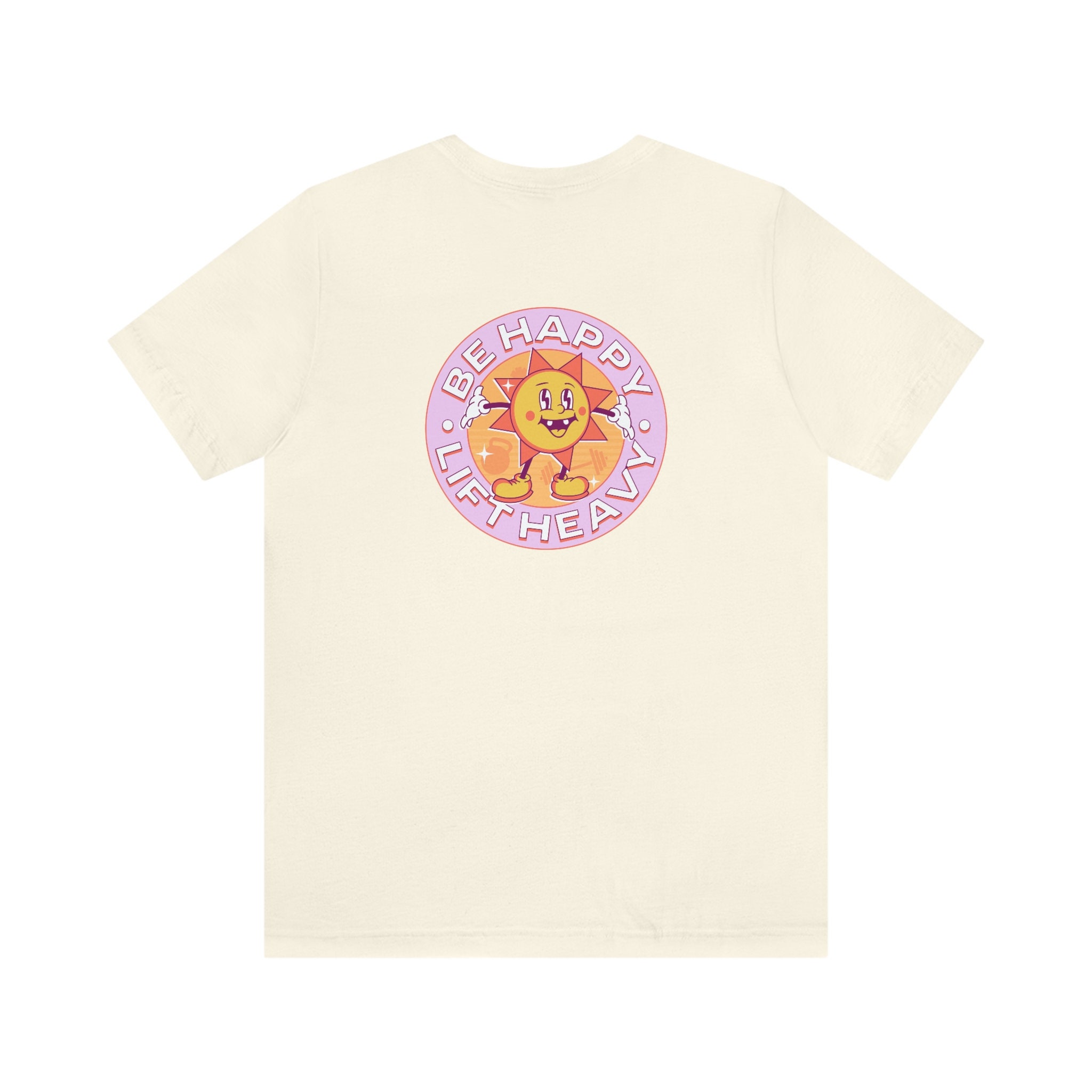 Be Happy Lift Heavy Barbell Shirt, Smiley Face Gym Shirt, Positive ...