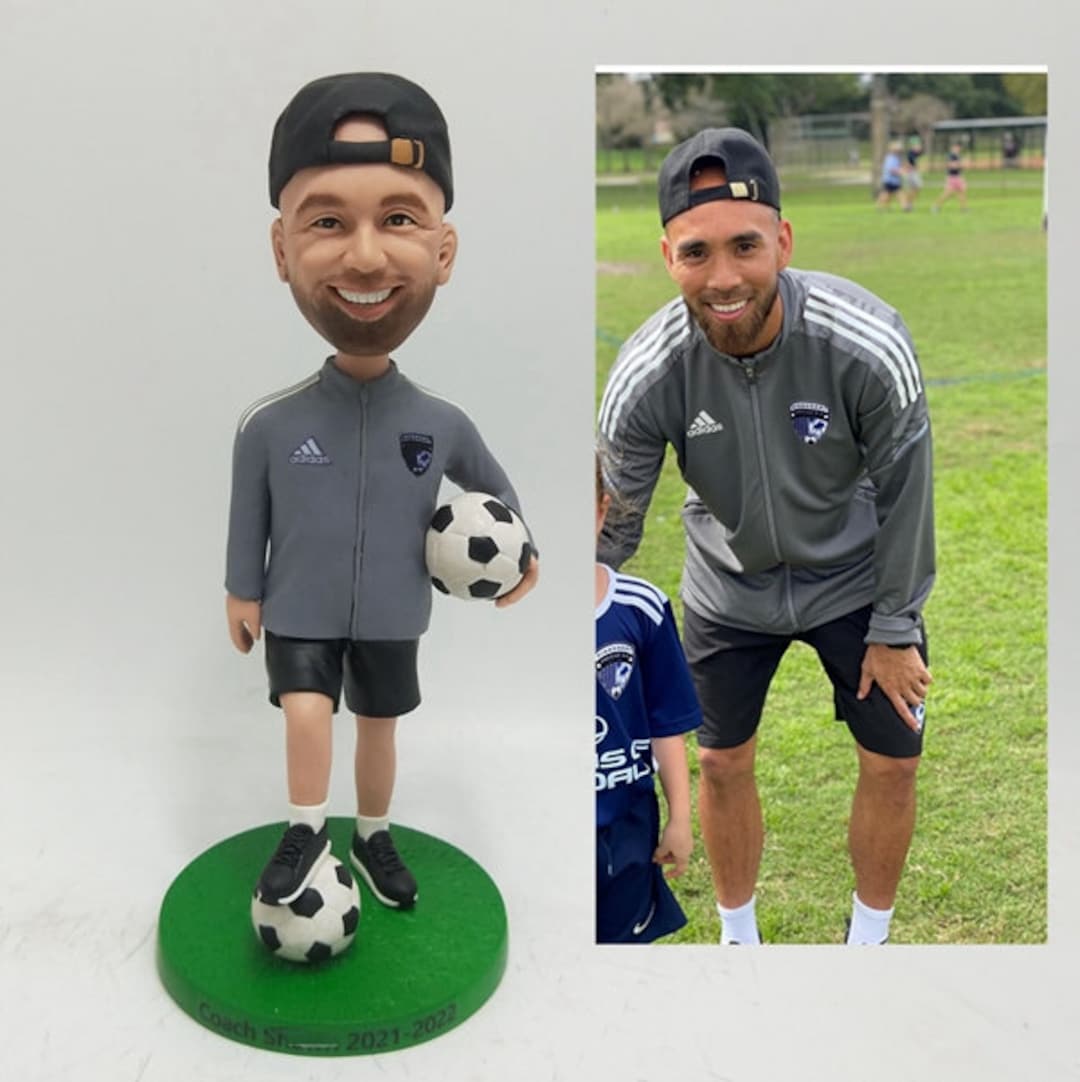 Custom Bobbleheads for Coach, Soccer Ball Bobblehead Coach, Bobblehead Looks Like Your Coach ...