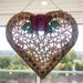 Laser Cut Wood Heart Wreath With Red Rose. Cut Out Hearts With Burlap ...