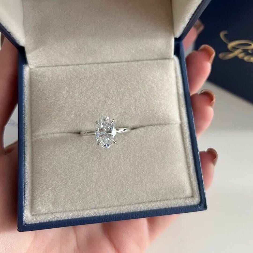 Oval Cut Engagement Ring,4k Solid Gold 2.00ct Moissanite Solitaire ...