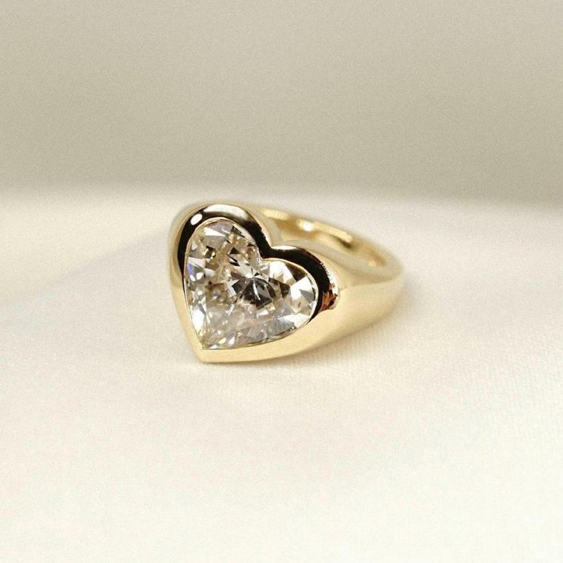 3 Ct Heart Cut Engagement Ring for Her Delicate Heart Ring White Gold ...
